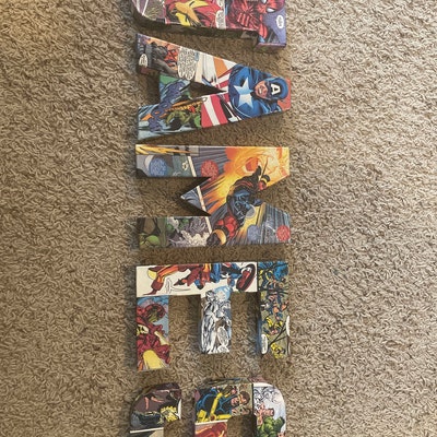 Comic Book Letters, Comic Decoupage, Handmade Collage of Mod Podge ...