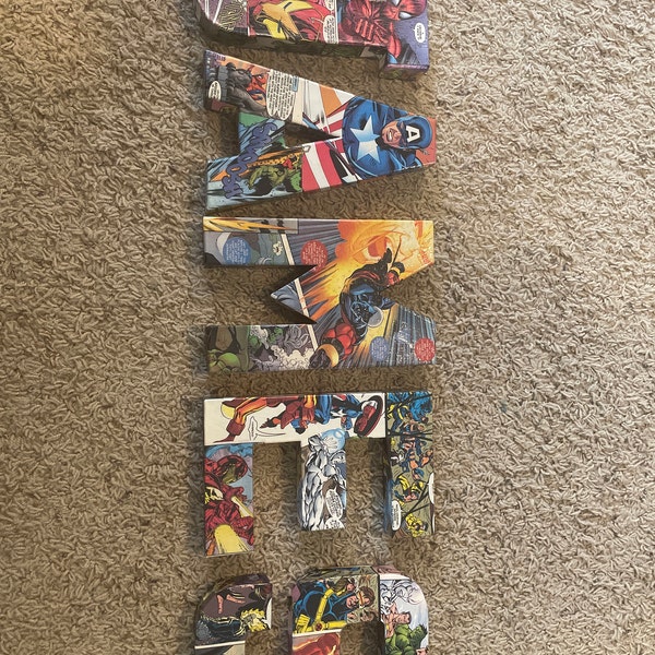 Comic Book Letters, Comic Decoupage, Handmade Collage of Mod Podge ...