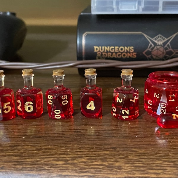 Set of 7 Potion Pottles Dice for Tabletop Games Ttrpg Like Dnd D4 D6 ...
