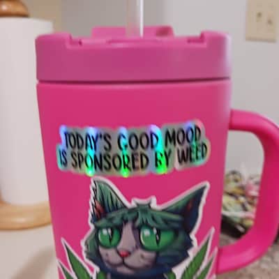 Holographic Todays Good Mood is Sponsored by Weed Sticker, Sarcastic ...