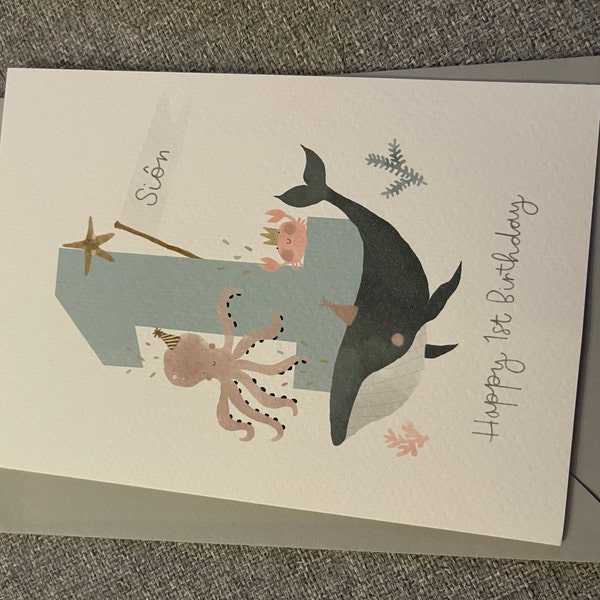 Sea Animals Birthday Card, Can Be Personalised, Ages 1-5 - Etsy