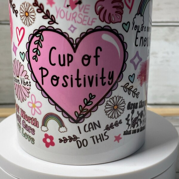 Cup of Positivity Mug PNG, 11oz Mug Wrap for Sublimation, Sublimation ...