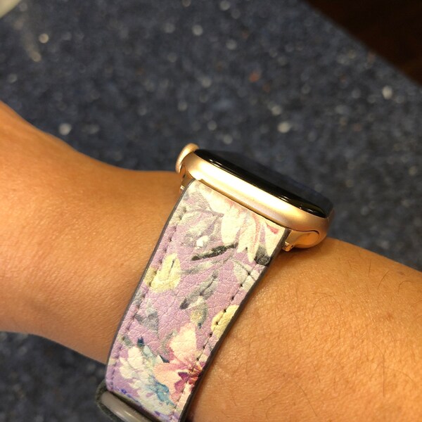 Pretty Purple Floral Apple Watch Band All Series 38mm 41mm 40mm 42mm ...