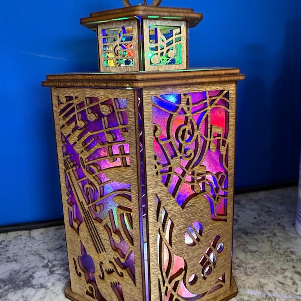 Symphony Lantern: Music Notes Laser Cut Tealight Candle Holder Night ...