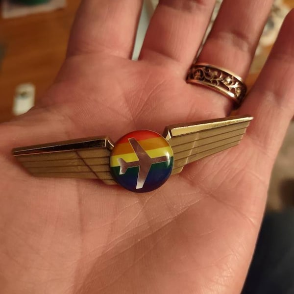 Airlines Flight Attendant or Flight Crew Uniform Badge Plus Gold Wing ...