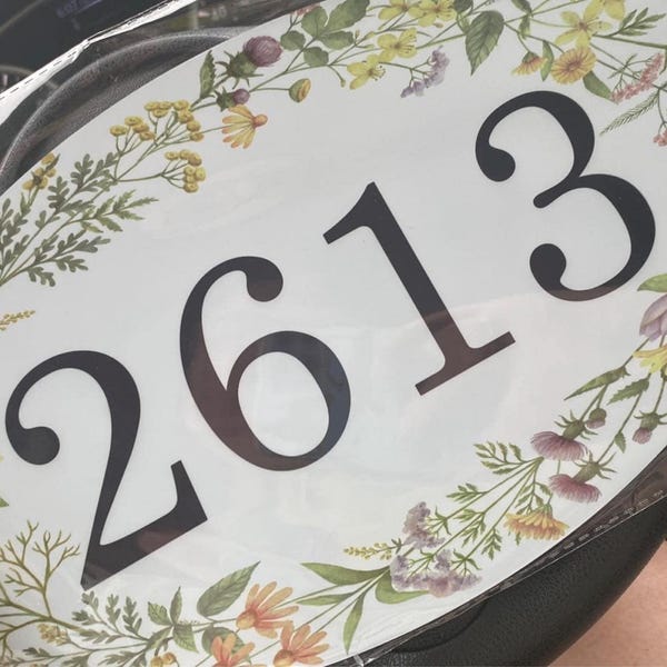 House Numbers, Colorful Flower House Number Sign, Custom Address Plaque ...