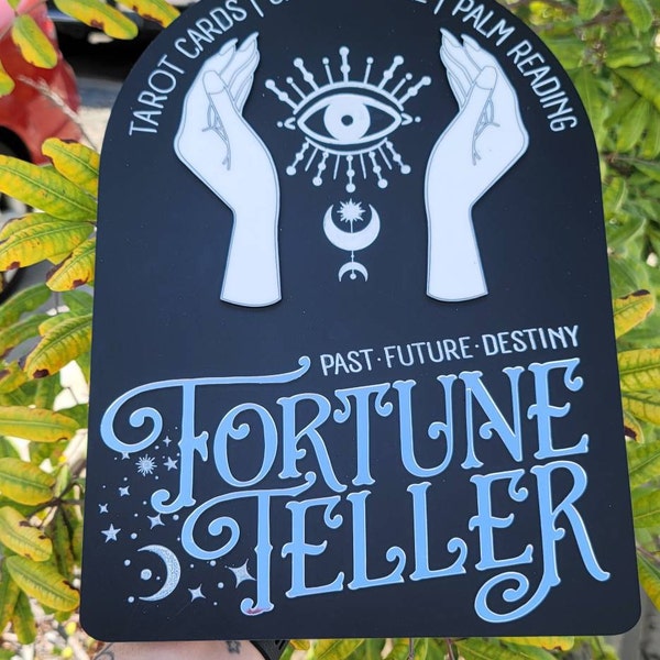Old Fortune Teller Sign Tarrot Palm Reading Crystal Ball Halloween ...