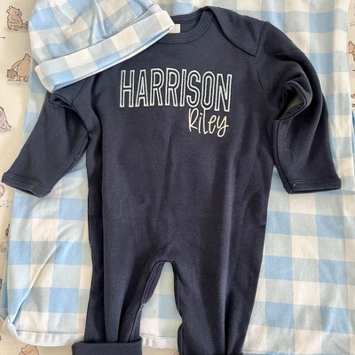 Personalized Navy Blue and Beige Newborn Outfit Coming Home - Etsy