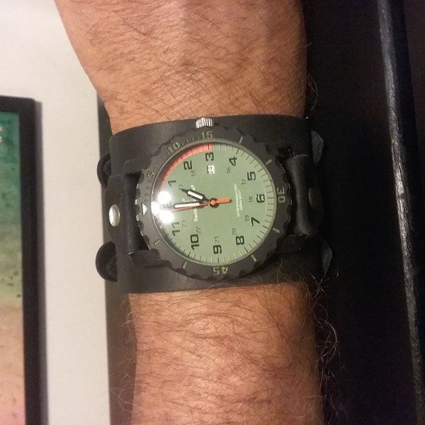 Johnny Depp Men Double Buckled Wide Leather Cuff Watch Strap 22mm 20mm ...