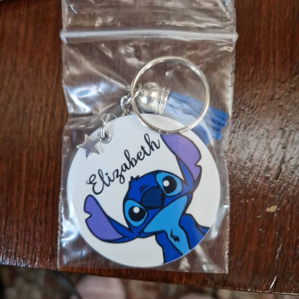 Stitch, Lilo and Stitch Disney Inspired Personalised Keyring. Handmade ...