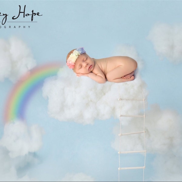 Rainbow Clouds Newborn Digital Backdrop Blue Sky Newborn Digital ...