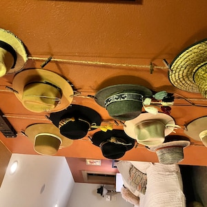 Hat Organizer Hat Wall Hanging Fedora Display Hat Rack Industrial Home ...