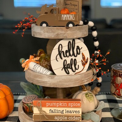 Hello Fall Tier Tray Fall 3D Mini Signs Pumpkin Fall Decor Seasonal ...
