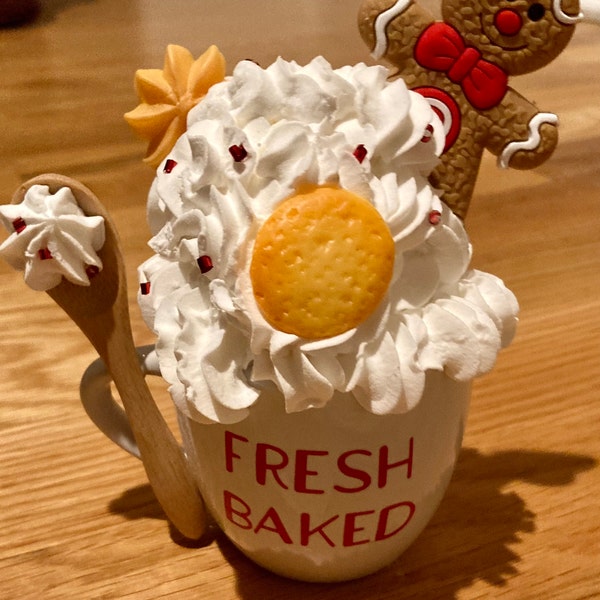 Faux Coffee Christmas Mug Topper Christmas Tier Tray Decor Gingerbread ...