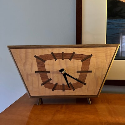 Mid Century Modern Clock, Handmade Wood Retro Design, Modern Office ...