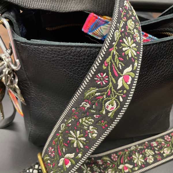 Personalized Embroidered Crossbody Strap | Vintage-style Woven Bag ...