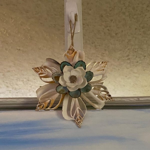 Coastal Seashell White Star Snowflake Ornament With White Flower - Etsy
