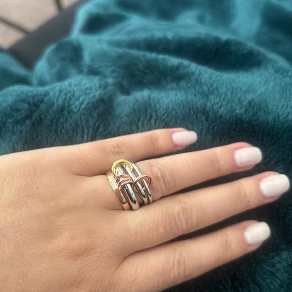 Multi Linked Rings | Linked Eternity Rings | White Gold Cubic Zirconia ...