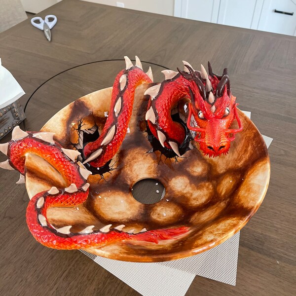 Large Ceramic Dragon Vessel Sink, Mediterranean Pottery Sink ...