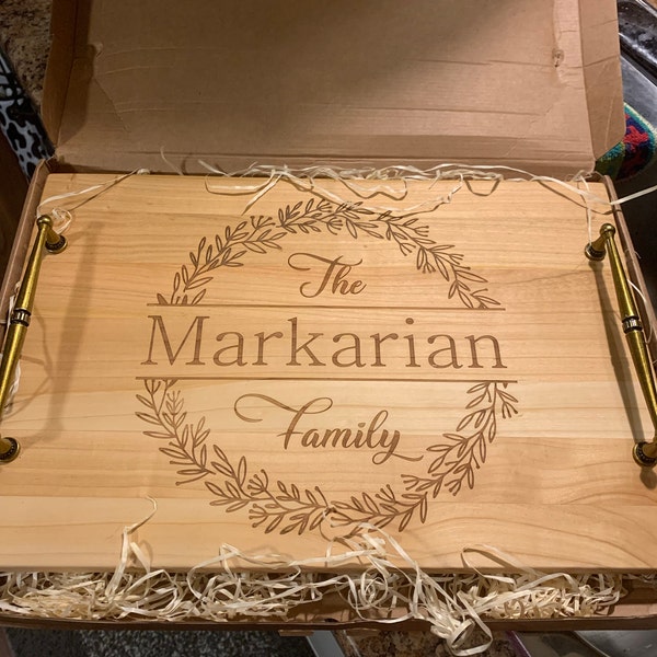 Serving Tray With Handles | Personalized Wooden Tray | Serving Board ...
