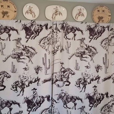 Western Window Curtains, Southwestern Curtain With Cowboy, Window ...