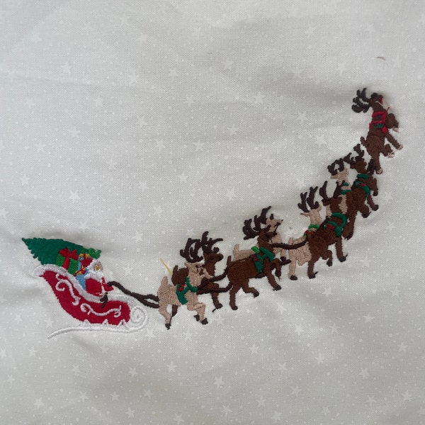 Santa's Sleigh and Reindeer Christmas Machine Embroidery 2 Sizes - Etsy