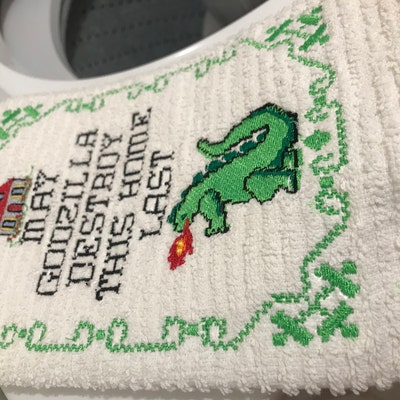 May Godzilla Destroy This Home Last Framed Embroidered Wall Hanging ...