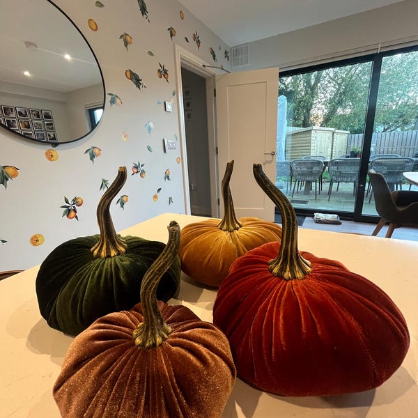 Small Velvet Pumpkins Set of 4, Modern Rustic Wedding Decor, Farmhouse ...