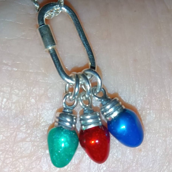 Christmas Light Charm, Christmas Bulb Charm, Sterling Silver Christmas ...