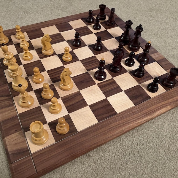 Raised Peruvian Walnut and Maple Chess Board W/ Walnut Border - Etsy