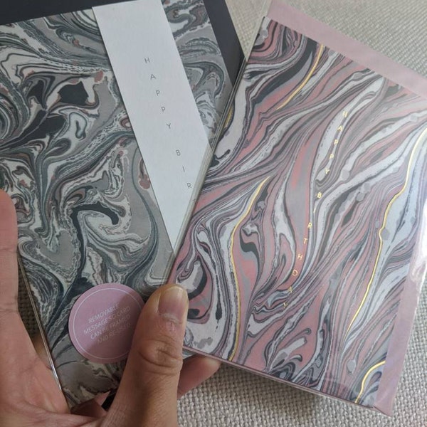 Happy Birthday Card, Birthday Card, Marble Card, Gold Foil Greeting ...