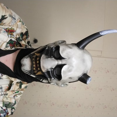 Hannya Mask White and Black Samurai Mask Crying Hannya Halloween Demon ...