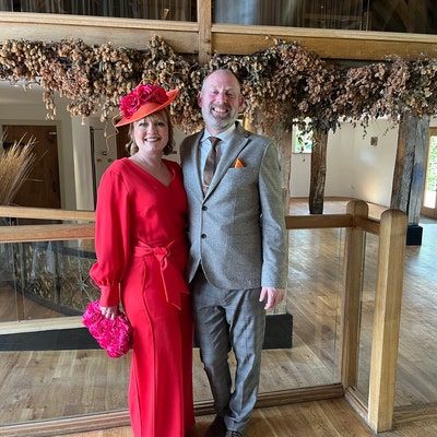 Large Red Statement Fascinator Hat Big Teardrop Wedding Races Feather ...