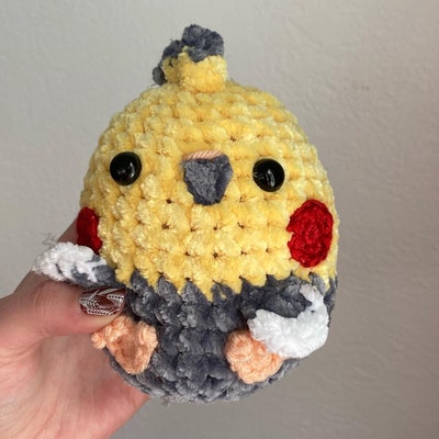 Crochet Cockatiel Amigurumi Chunky Plush Handmade Cute Bird Stuffed ...