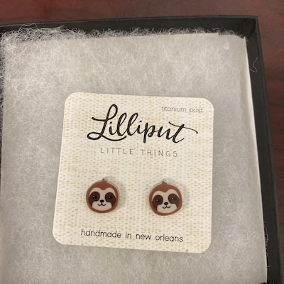 Sloth Earrings // Sloth Emoji Earrings // Sloth Face Earrings // Sloth ...