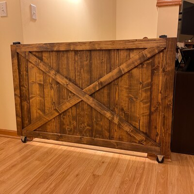Rolling Baby Gate, Farmhouse Dog Gate Barn Door Baby Gate, Barn Door ...
