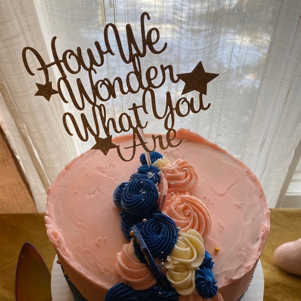 Glitter 'how We Wonder' Cake Topper | Baby Shower Decor - Etsy