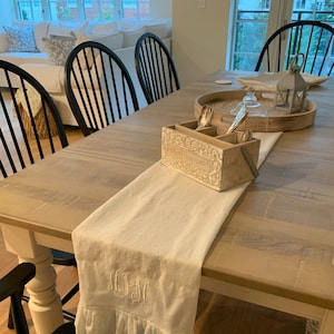 Custom Linen Table Runner Ruffled Linen Runner Monogram Option Table ...