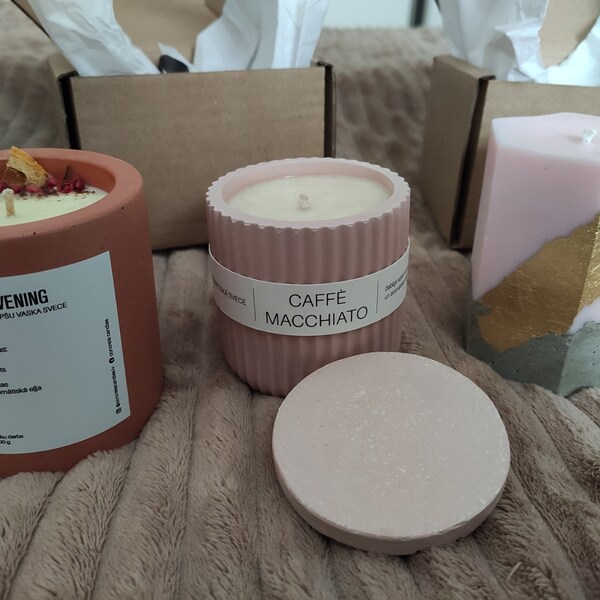 Pink Concrete Candle, Candles With Gold, Pillar Candles, Hexagon and ...