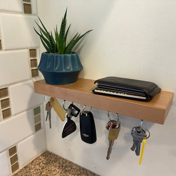 Walnut and Oak Magnetic Key Holder Wall Mounted Key Holder Modern Key ...