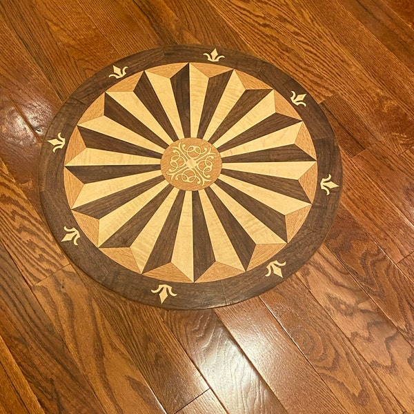 Wood Floor Medallion Decorative #TWND Oak Walnut Maple 12" 18" or 24" X ...