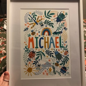 BUGS NAME A4-A3 PRINT Beetle Name Art Nursery Wall Art Cool Name Art ...