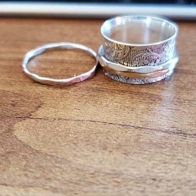 Most Popular Spinner Ring, 925 Sterling Silver Ring, Three Tone Floral ...