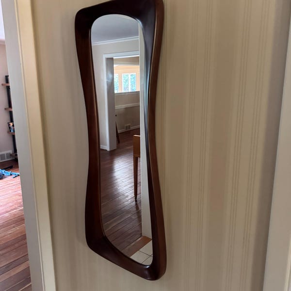 Handmade Real Walnut Wood Framed Asymmetrical Irregular Modern Home ...