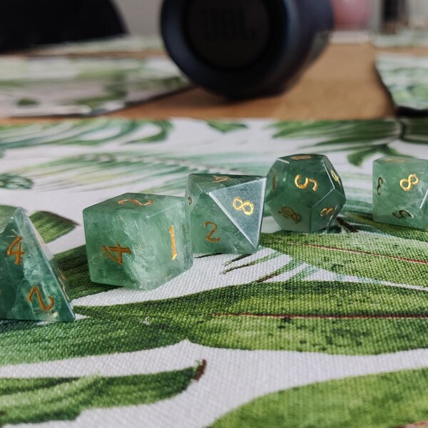 Green Jade DND Dice Set, Aventurine Sharp Edge D&D Dice Set, Dungeons ...