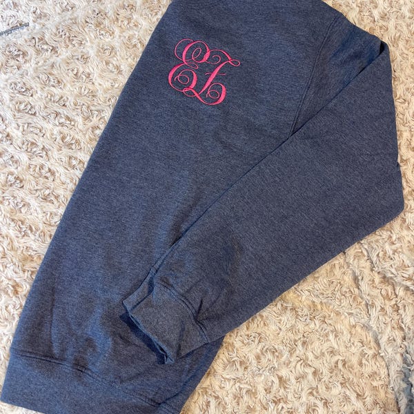 Monogram Embroidered Sweatshirt- Personalized Crewneck- Monogrammed ...