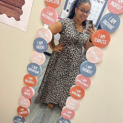 Boho Affirmation Station Classroom, Neutral Affirmation Mirror, Boho ...