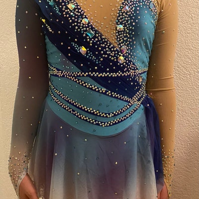 Blue Women Competition Ice Skating Dress for Girls Custom Figure ...