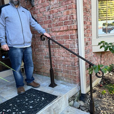 5 Ft. Wrought Iron ADA Compliant Return End Hand Rail Wall - Etsy