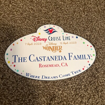 Personalised Cruise Door Magnet Cast Member Badge Wish Dream Wonder ...